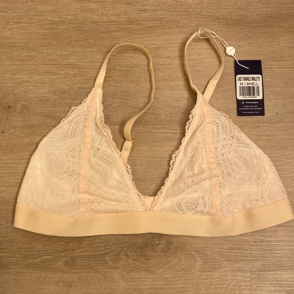 pepper | Intimates & Sleepwear | Nwt Pepper Beige Lace Triangle ...